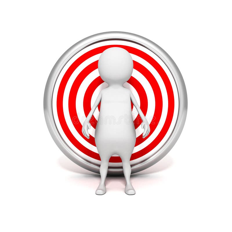 3d Man Behind a Target - on White Background Stock Illustration ...