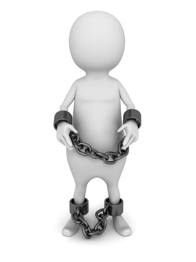 White 3d Man Bound in Heavy Metallic Chains Stock Illustration ...