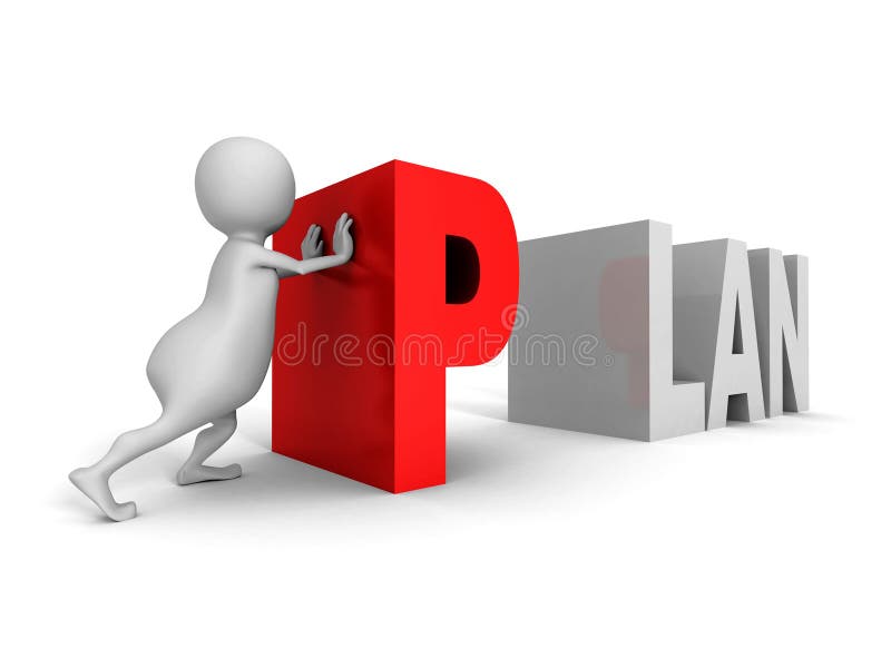 White 3d Man Build Concept PLAN Word with Letters Stock Illustration ...