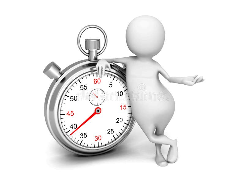 White 3d Man with a Stopwatch White Background Stock Illustration ...