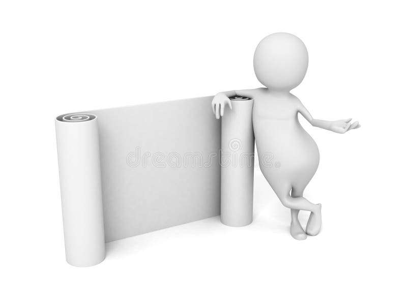 White 3d Man with Paper Band Scroll Stock Illustration - Illustration ...