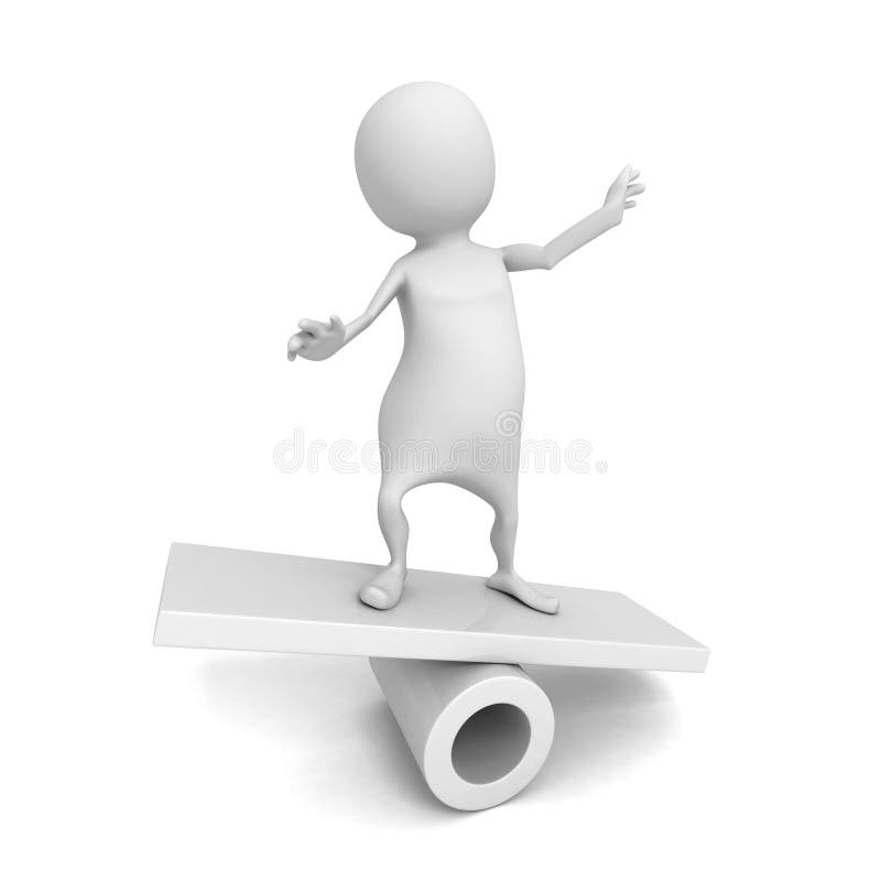 White 3d Man Person on Balance Stock Illustration - Illustration of ...