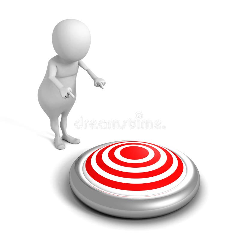 White 3d Man with Target and Arrows. Success Achivement Concept Stock ...