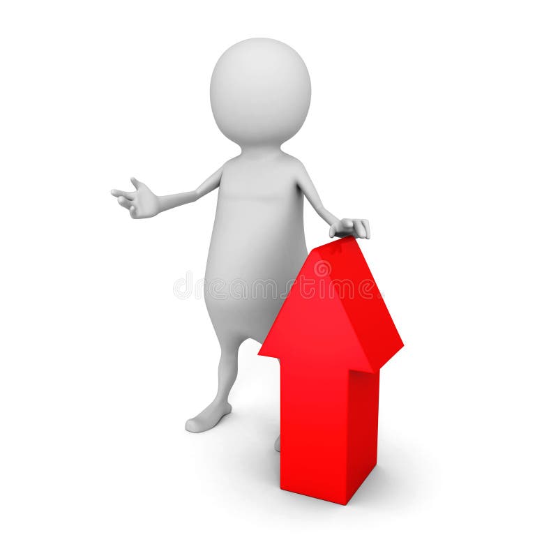 White 3d Man Run on Rising Grow Bar Chart Red Arrow Stock Illustration ...