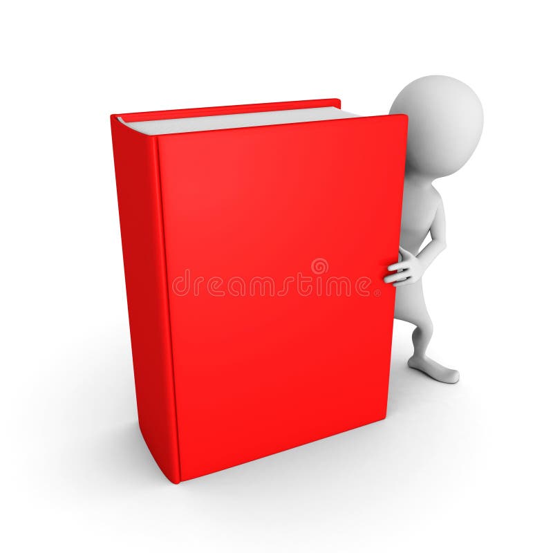 White 3d Man with Red Cover Book Stock Illustration - Illustration of ...