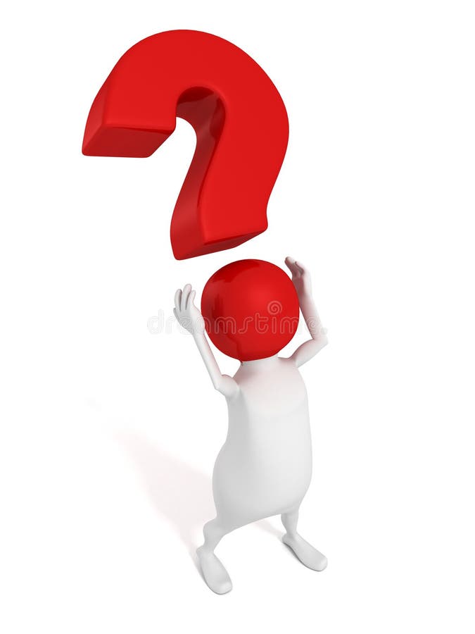 White 3d Man with Red Question Mark Over Head Stock Illustration ...
