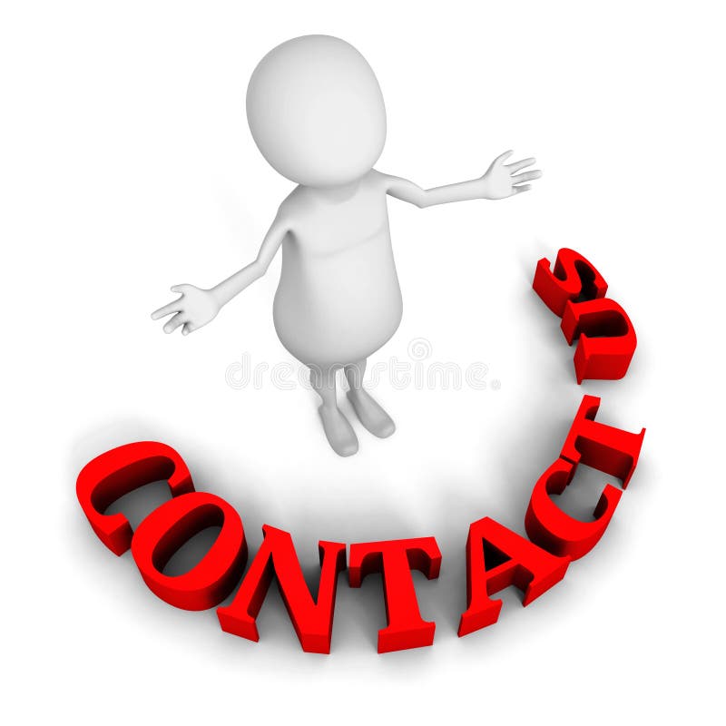 White 3d Man with Red Contact Phone Handset Stock Illustration ...