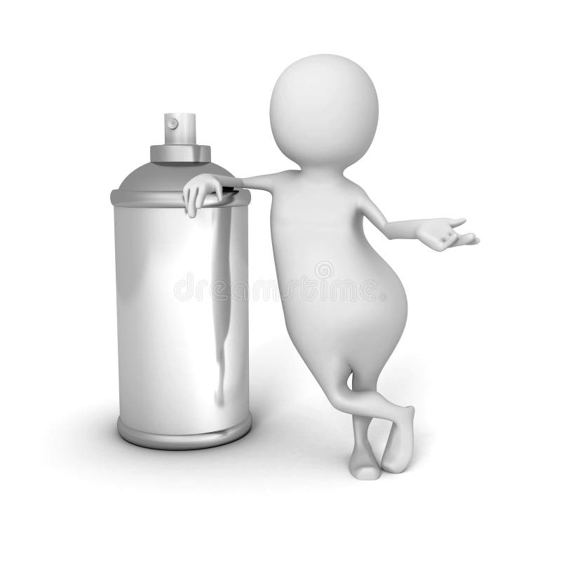 White 3d Man with Spray Paint Cans Stock Illustration - Illustration of ...
