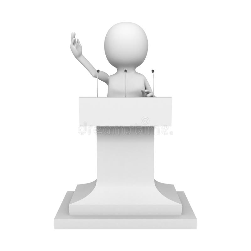 White 3d Man Talking Behind the Speak Stage Stock Illustration ...