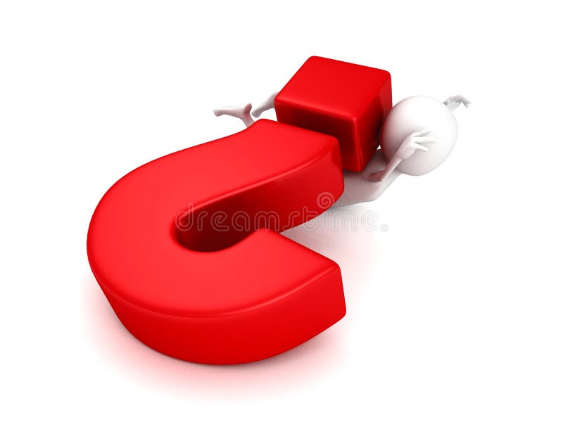 White 3d Man Under Big Red Question Mark Stock Illustration ...
