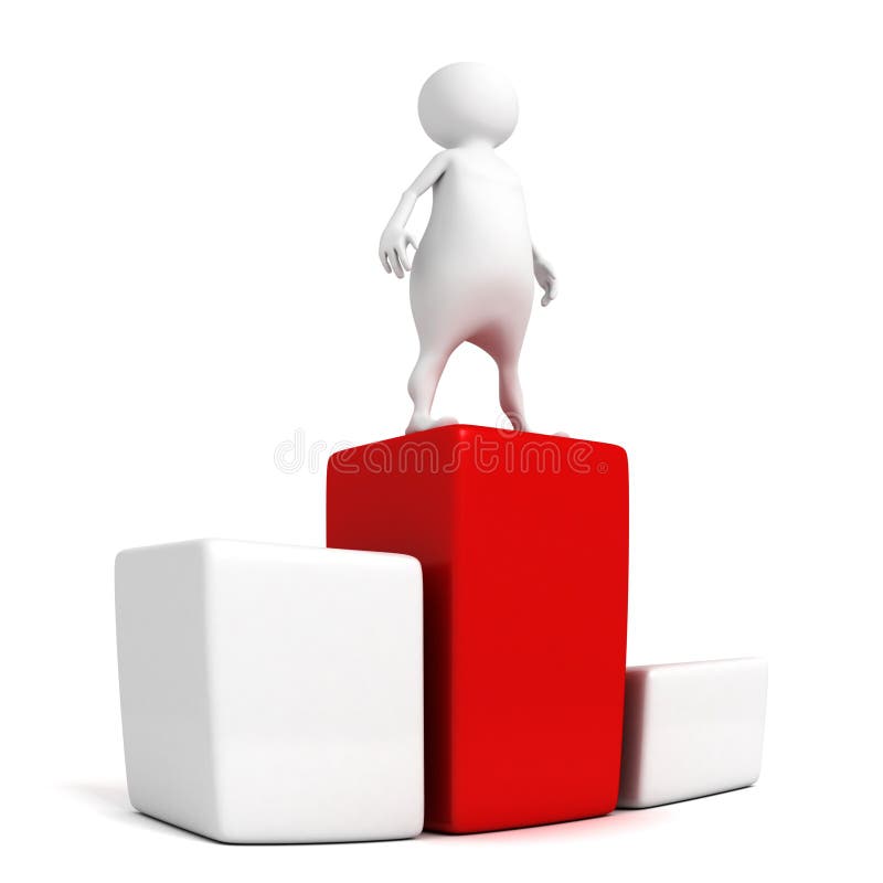 White 3d Man on Winner Success Top Stock Illustration - Illustration of ...