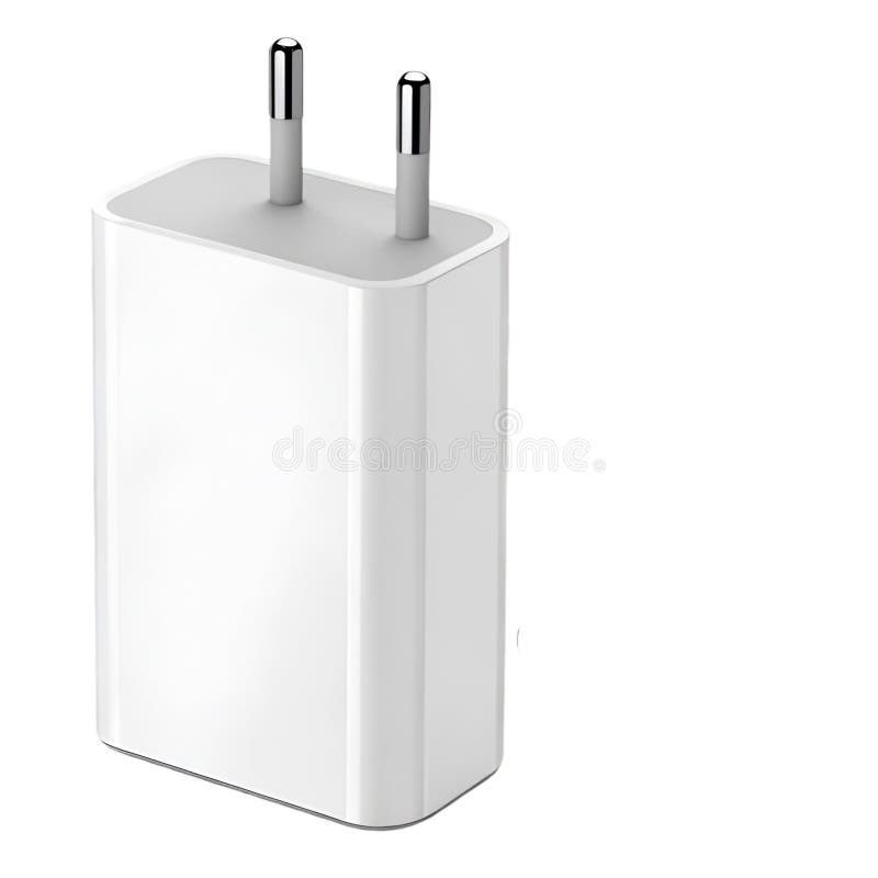 White 3 D Model Phone Charger Cube with Silver Pins Stock Illustration ...