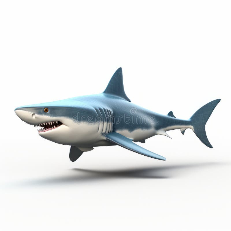 Realistic 3d Shark Model with Open Mouth on White Background Stock ...