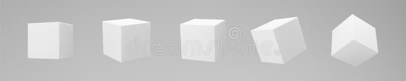 White 3d Modeling Cubes Set with Perspective Isolated on Grey ...