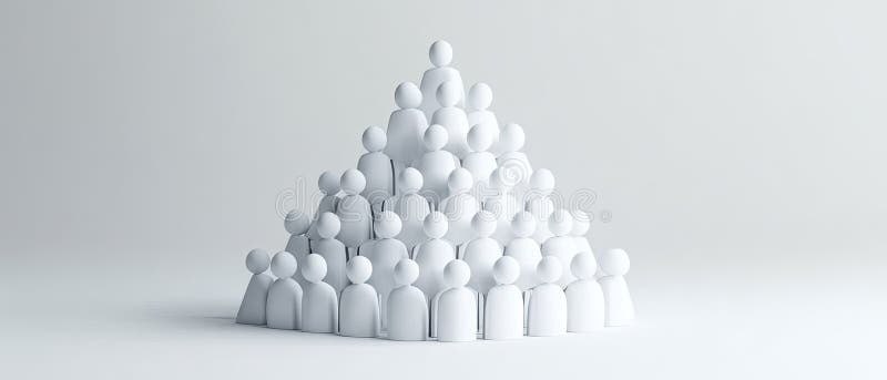 White 3D People Forming a Pyramid Shape on White Background Stock ...