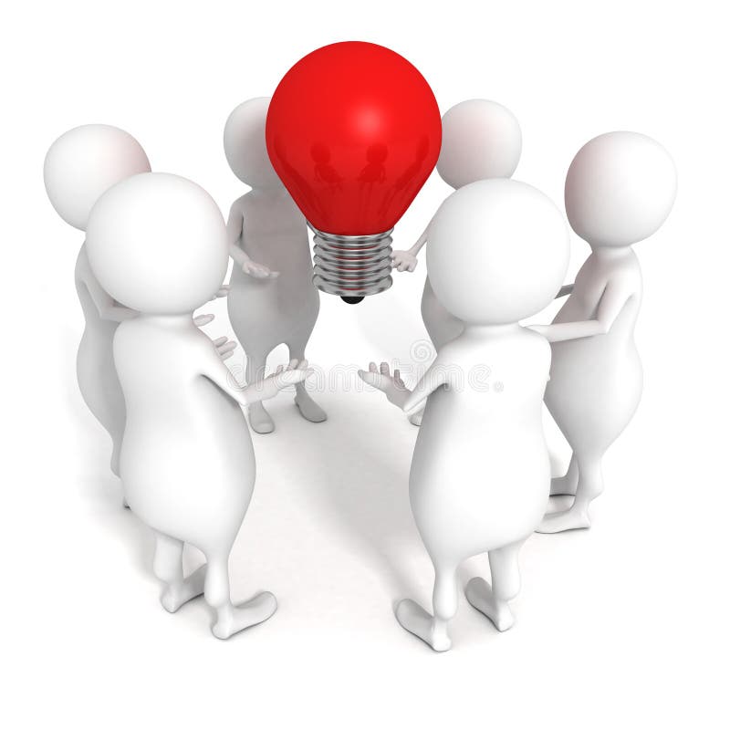 White 3d People Team Grope with Red Idea Concept Light Bulb Stock ...