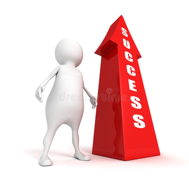 White 3d Person with Rising Success Arrow Stock Illustration ...