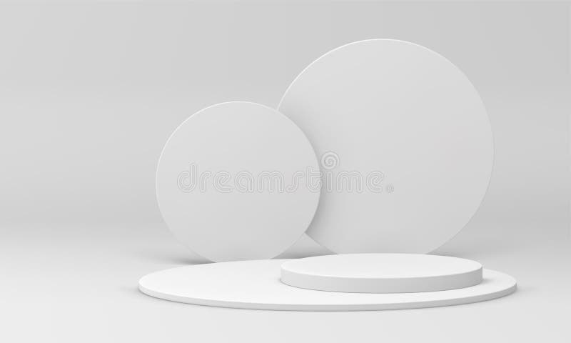 White 3d Podium Cylinder Platform Basic Construction Award Arena Event ...