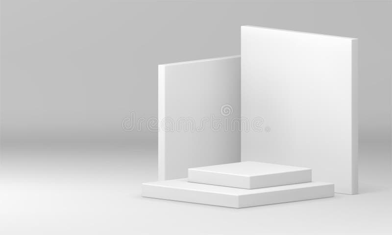 White 3d Podium Geometric Stage Level Steps Basic Foundation ...