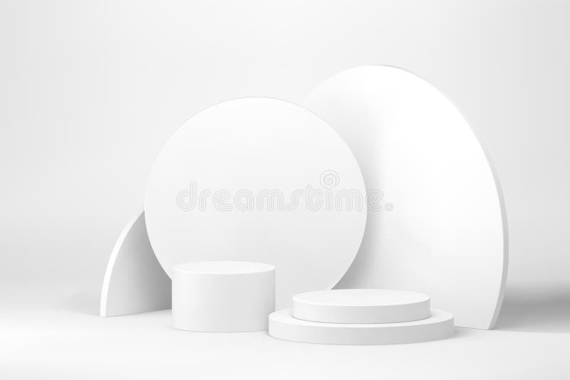 White 3d Podium Pedestal Circle Showcase Empty Display Promo Studio ...
