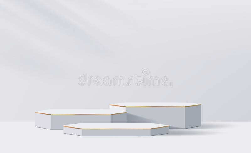 White 3d Podium Stage with Golden Frame Borders Stock Vector ...