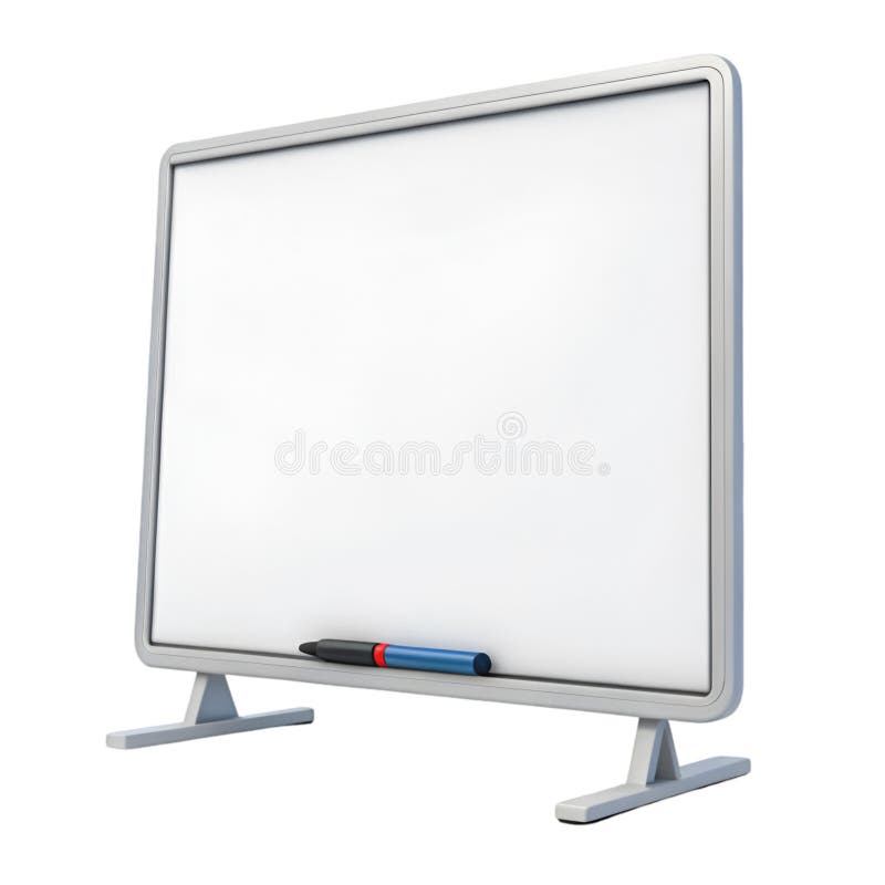 White 3 D Render Dry Erase Board with Marker Whiteboard Stock ...