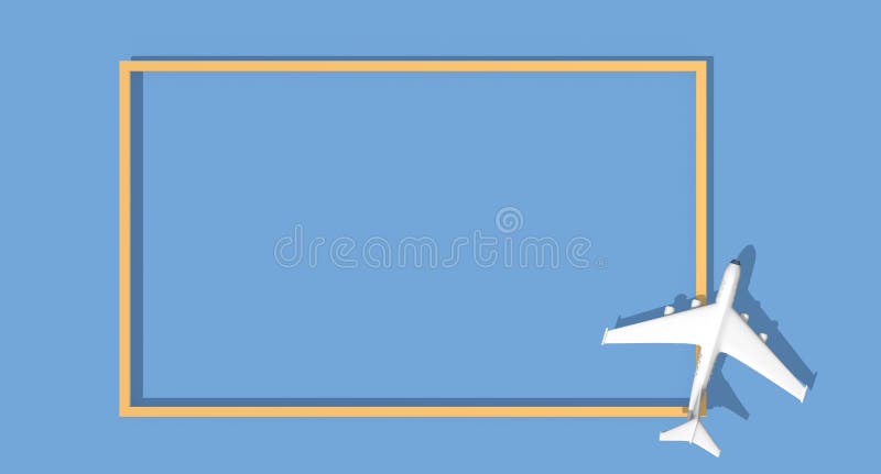 White 3d Render Plane in the Corner of the Frame on Blue Background ...