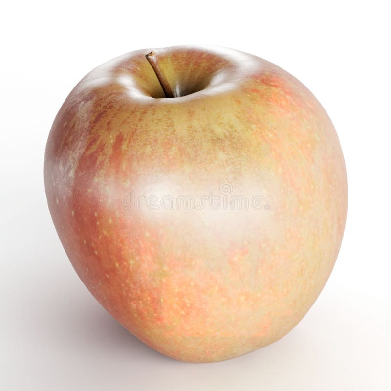 An Apple on a White Surface, 3d Rendering Stock Illustration ...