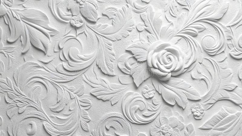 A White 3D Rococo Pattern Background for Elegant Light Decorative ...