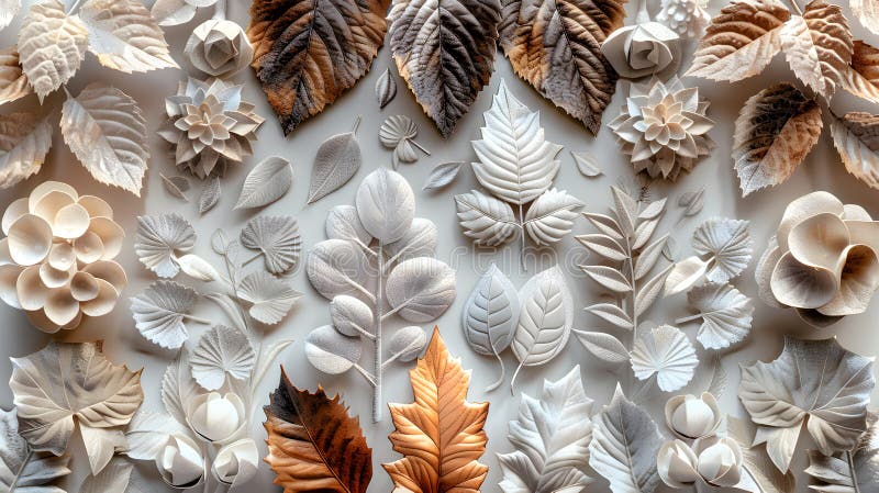 White 3d Seamless Pattern with Embossed Leaves Stock Photo - Image of ...