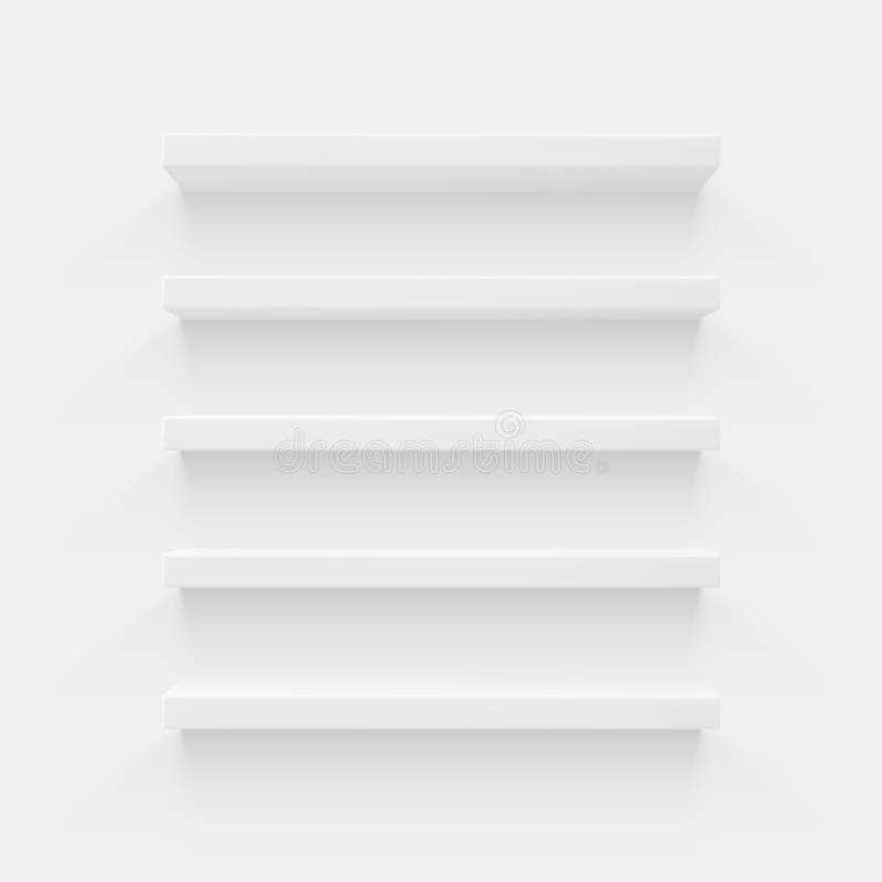 White 3d Shelf on the Wall. Wooden Horizontal Realistic Empty Shelf ...