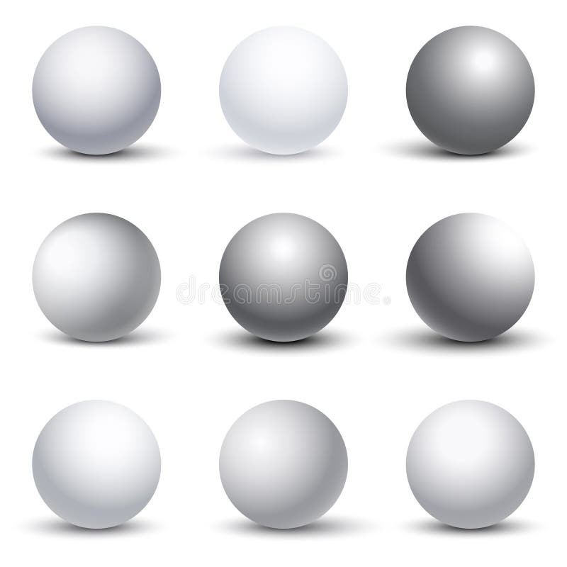 White 3D Spheres with Shadows Vector Set Stock Vector - Illustration of ...