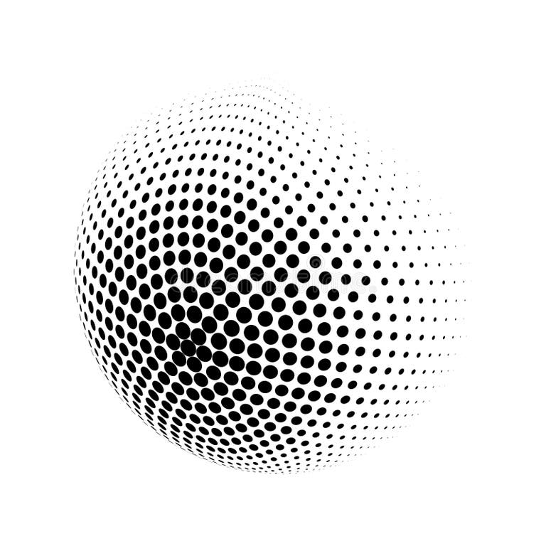 White 3D Vector Halftone Sphere. Halftone Design Elements. Vector ...