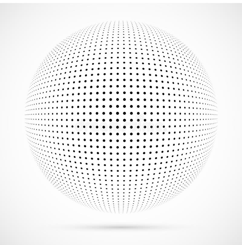 White 3D Vector Halftone Sphere. Dotted Spherical Background Stock ...