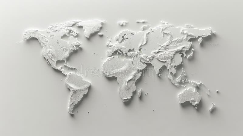White 3D World Map on a Light Background. Stock Illustration ...