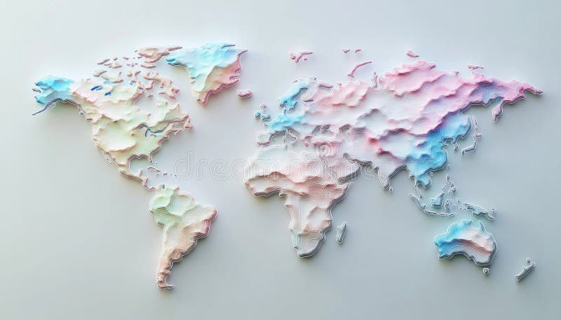 White 3d World Map Showing Continents on White Background Stock Photo ...