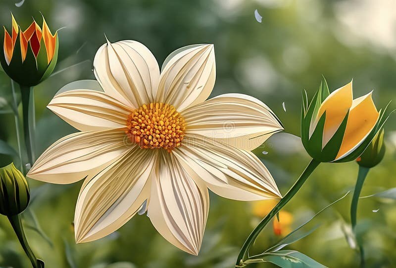 White Dafodil Generated Art,close Up Stock Photo - Image of painting ...