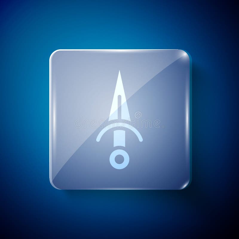 White Dagger Icon Isolated on Blue Background. Knife Icon. Sword with ...