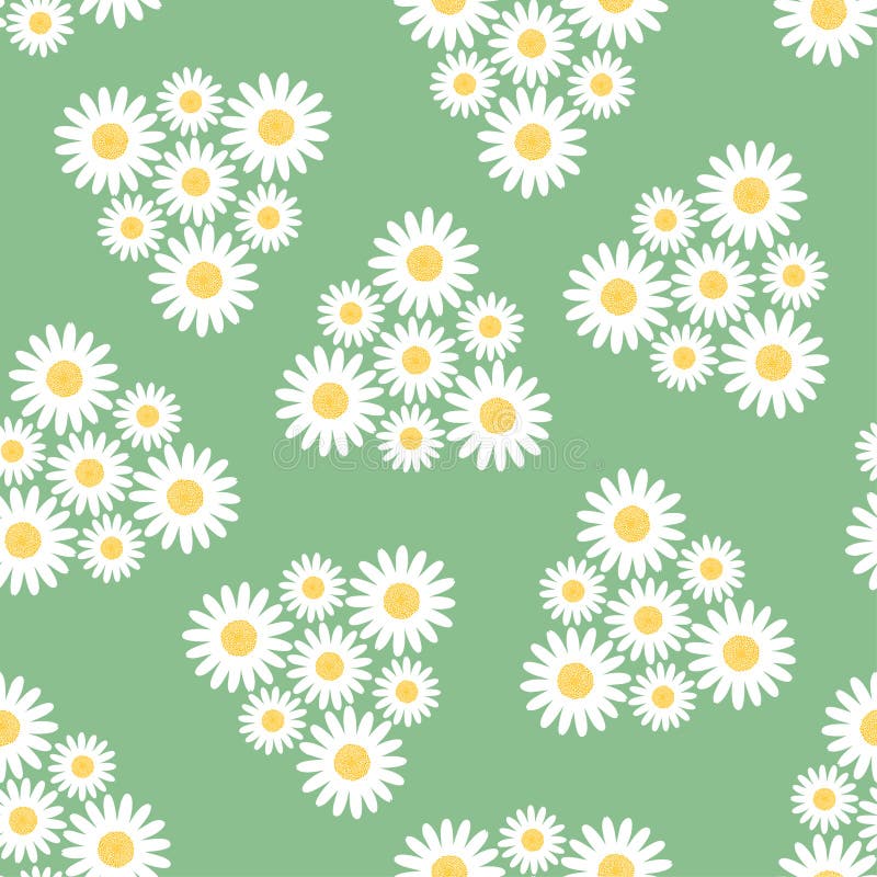White Daisies Flowers Triangles Pattern Stock Vector - Illustration of ...