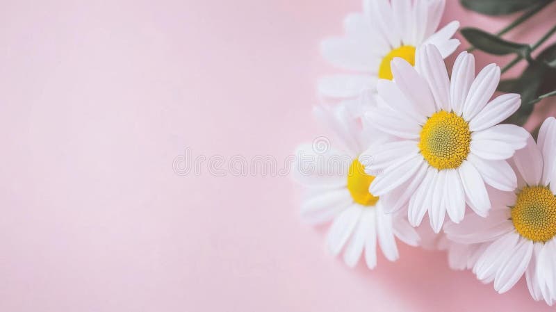 White Daisies on Pink Background Bring a Freshness Concept and Spring ...
