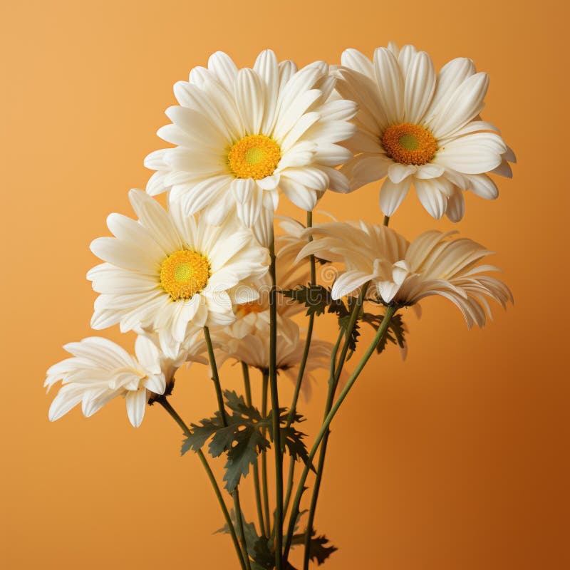 White Daisies in a Vase on an Orange Background Stock Illustration - Illustration of daisies ...