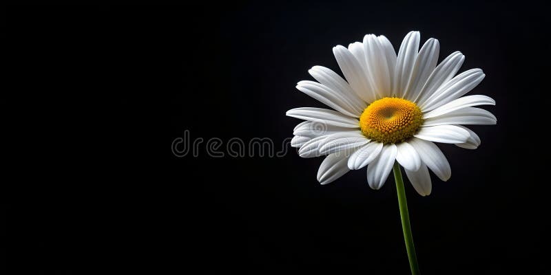 White Daisy on Black Background AI Generative Stock Photo - Image of ...