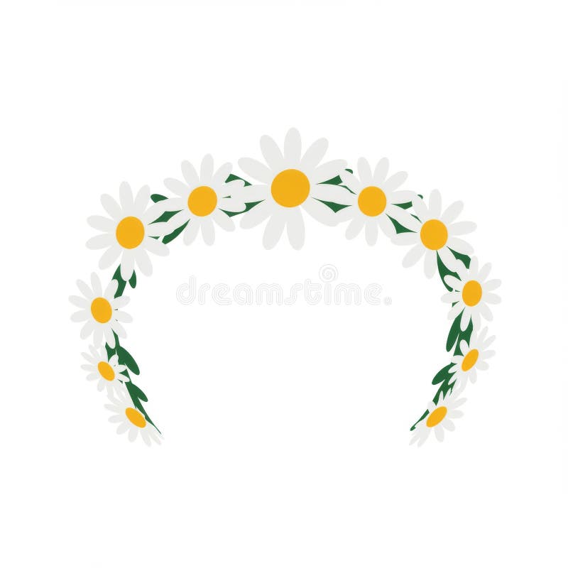 White Daisy Flower Crown on White Background Stock Illustration ...