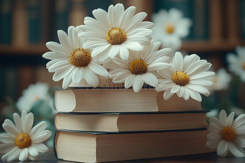 Daisies and Books: Nature and Knowledge Blend for Tranquil Inspiration ...