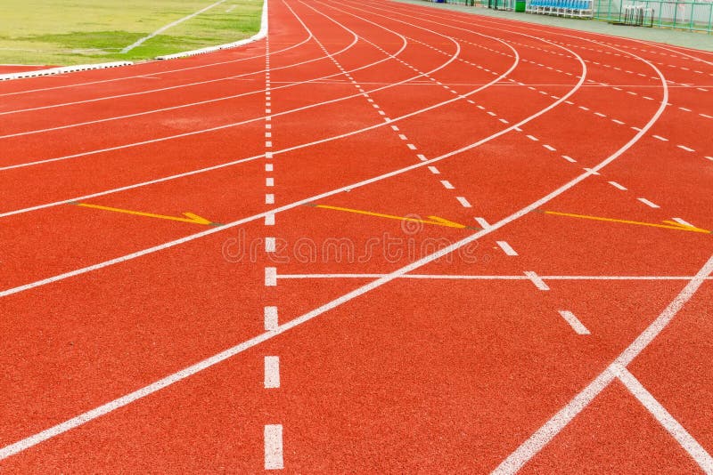 White Dash Line on Red Running Track Stock Image - Image of competition ...