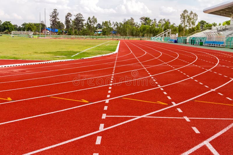 White Dash Line on Red Running Track Stock Photo - Image of game ...