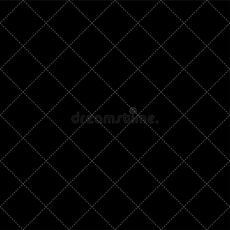 White Dash Square Diamond Seamless on Black Background. Vector ...