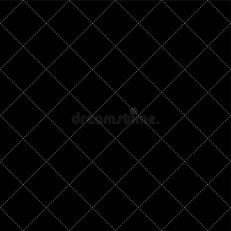 White Dash Square Diamond Seamless on Black Background. Vector ...