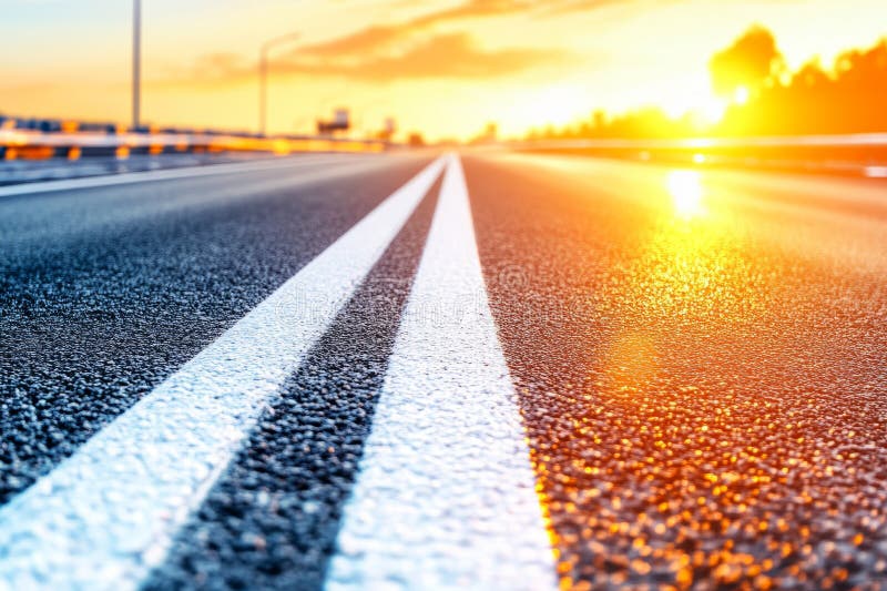 White dashed lane markings stock image. Image of evening - 350973277