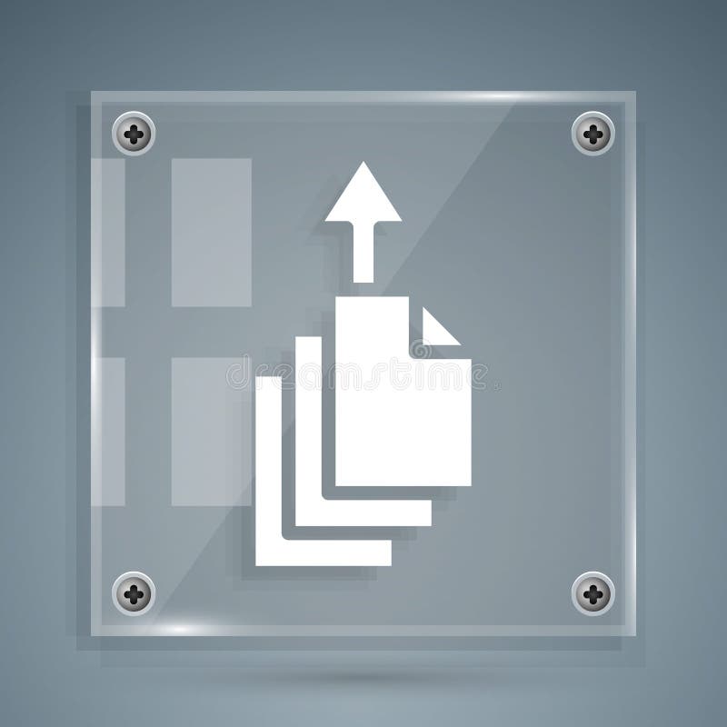 White Data Export Icon Isolated on Grey Background. Square Glass Panels ...